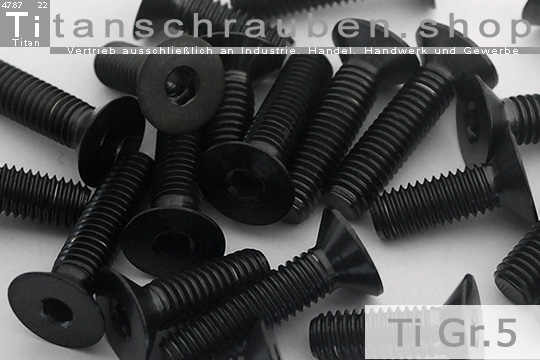 Titanium Bolts | Countersunk | Black | M4 | DIN 7991 / ISO 10462