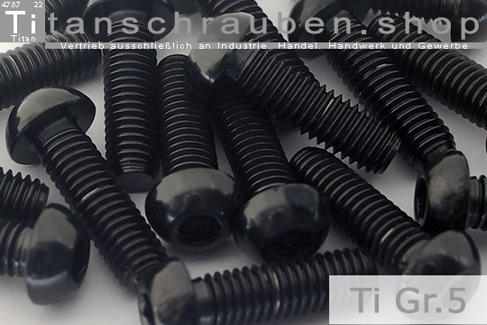 Titanium Bolts | Button Head | Black | M3 | ISO 7380